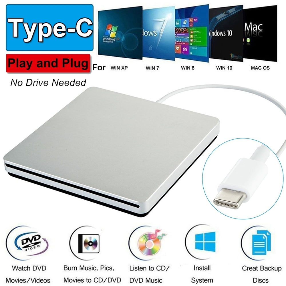 Lector externo de CD/DVD TIPO C 3.0, plateado | Walmart en línea