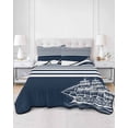 Coastal Sails Quilts Bedding Set Full Size Seafaring Navy Blue Nautical ...