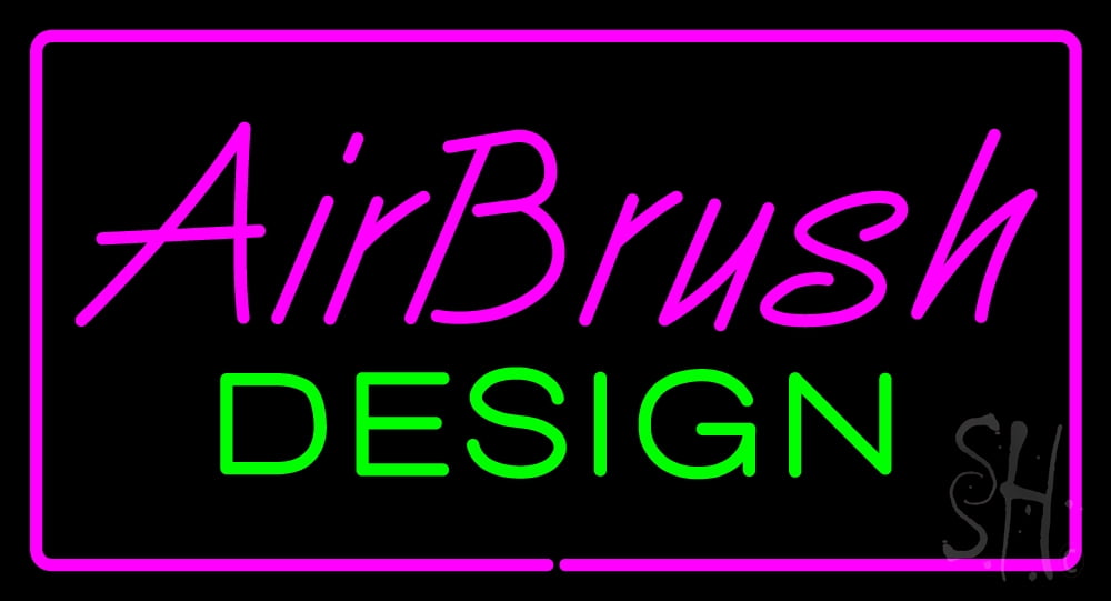 Pink Airbrush Design with Pink Border LED Neon Sign 13 x 24 - inches ...