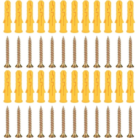 TILIYHELLO 60 Pack Wall Screws and Anchors Masonry Brick Concrete Self ...