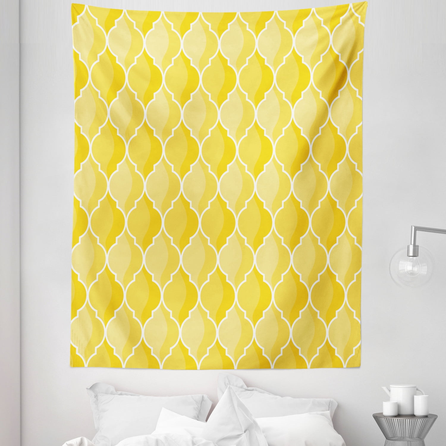 Yellow Tapestry, Moroccan Trellis Pattern in Yellow Tones Vintage ...