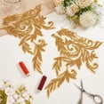 1 Yard Gold Embroidery Flower Patches Sew On Lace Fabric Shiny Sequin ...