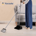 Yocada Long Handle Household Broom and Dustpan Set for Pet Hair and Debris Cleaning, Black ...