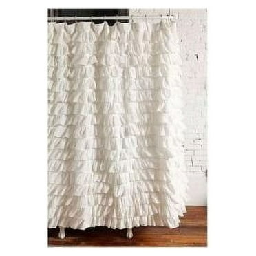 Ruffled white Fabric Shower Curtain - Walmart.com