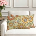 Boho Floral Pillow Covers Set of 2, Yellow Orange Flower Leaf Abstract ...