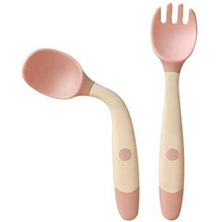 Toddler Utensils with travel case, Baby spoon and fork set for self-feeding Learning Bendable ...