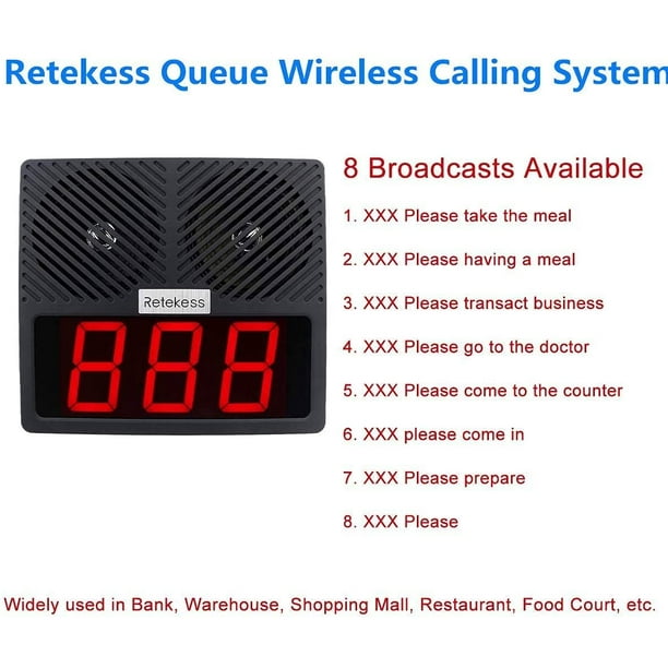 Bmatwk TD101-TD108 Queue Wireless Calling System,Restaurant Pager,Loud Speaker,3-Digit Display ...