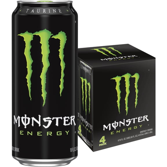 Monster Energy Original Energy Drink 4 Pack 16 Fl Oz with 160mg ...