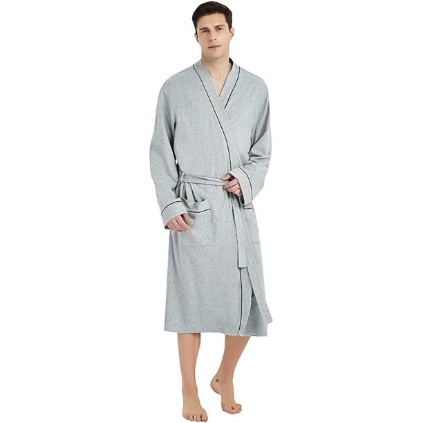 U2SKIIN Mens Cotton Blend Robes, Lightweight Soft Spa Knit Bathrobe for ...