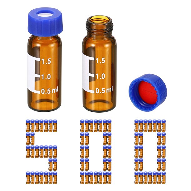 Uxcell 2ml Autosampler Vial, 500 Pack HPLC/GC Vials 9-425 Lab Amber ...