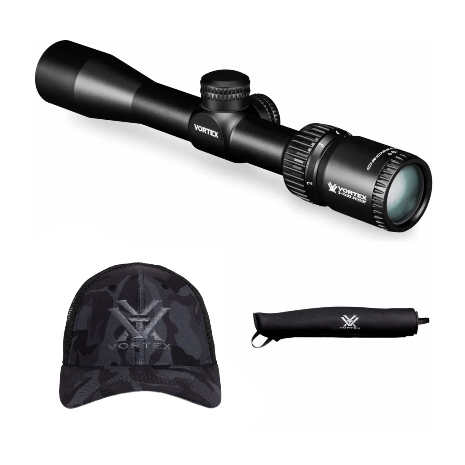 Vortex Scout Crossfire II 2-7x32 Riflescope with Sure Fit Case and Cap ...