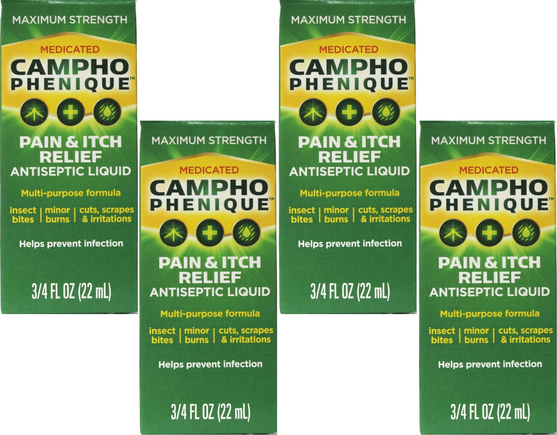 4 Pack - Campho-Phenique Pain & Itch Relief Antiseptic Liquid 0.75 oz ...