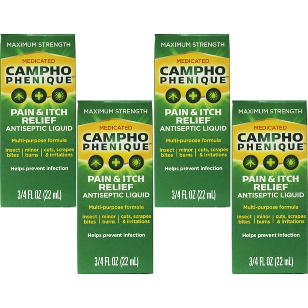 4 Pack - Campho-Phenique Pain & Itch Relief Antiseptic Liquid 0.75 oz ...