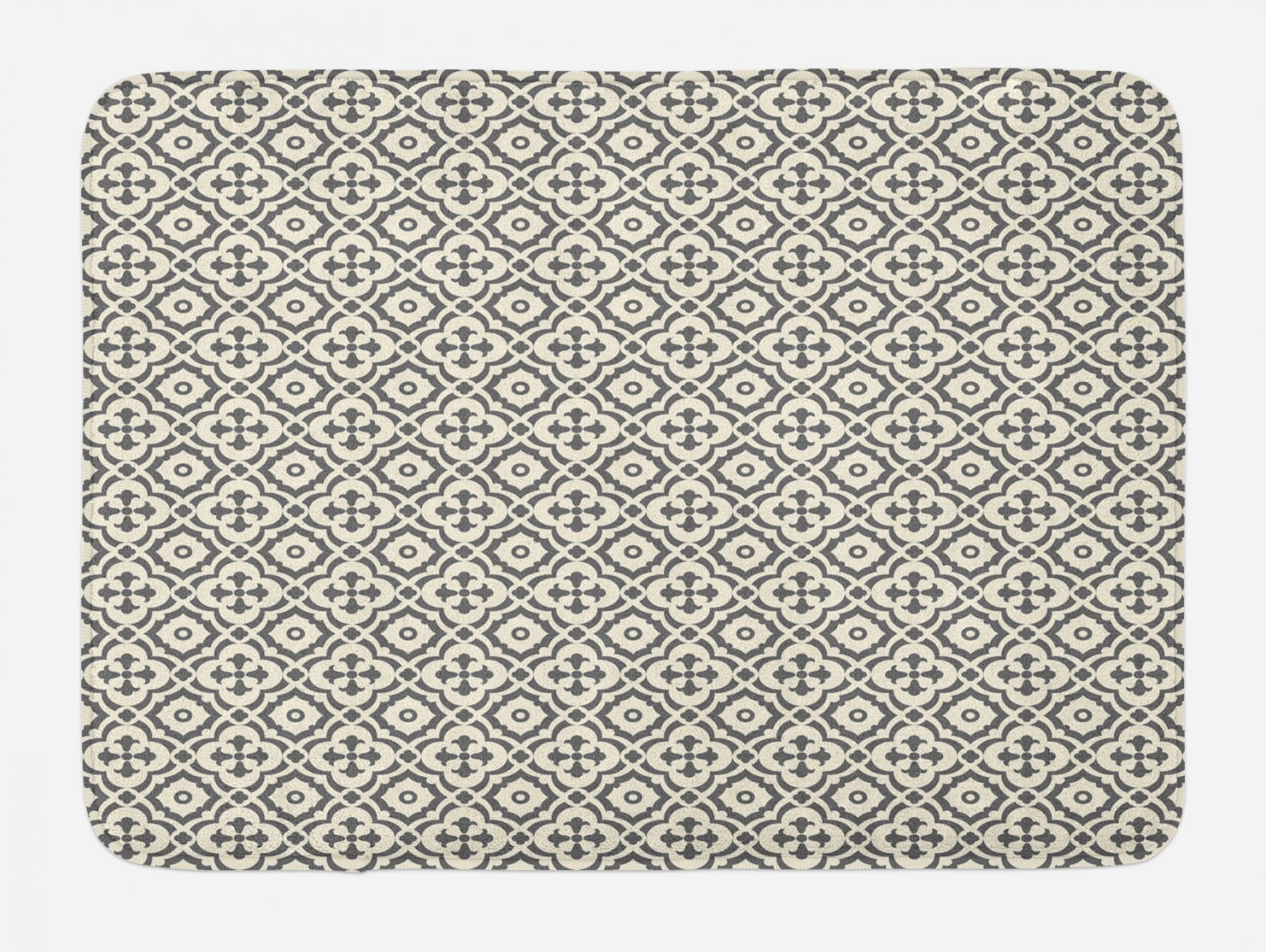 Quatrefoil Bath Mat, Edwardian Style Vintage Tessellation Pattern in ...