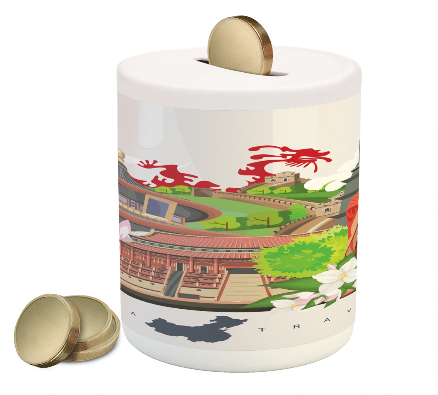 Vintage China Piggy Bank, Vintage Style Chinese Attributes of Phoenix ...