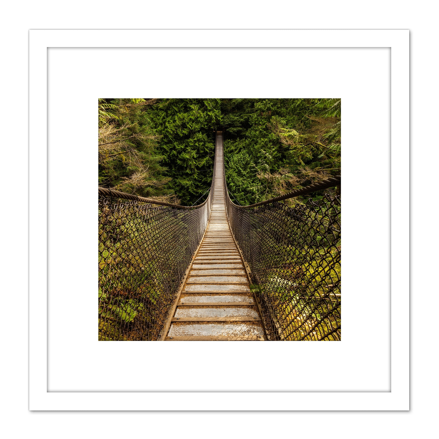 Delso Lynn Canyon Suspension Bridge Canada Photo 8X8 Inch Square Wooden ...