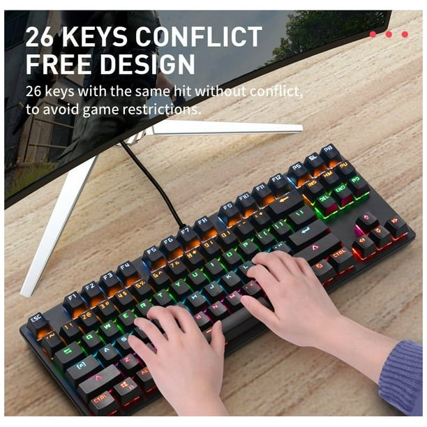 Computer Keyboard Colorful 87-key Gaming Keyboard Office Mechanical ...