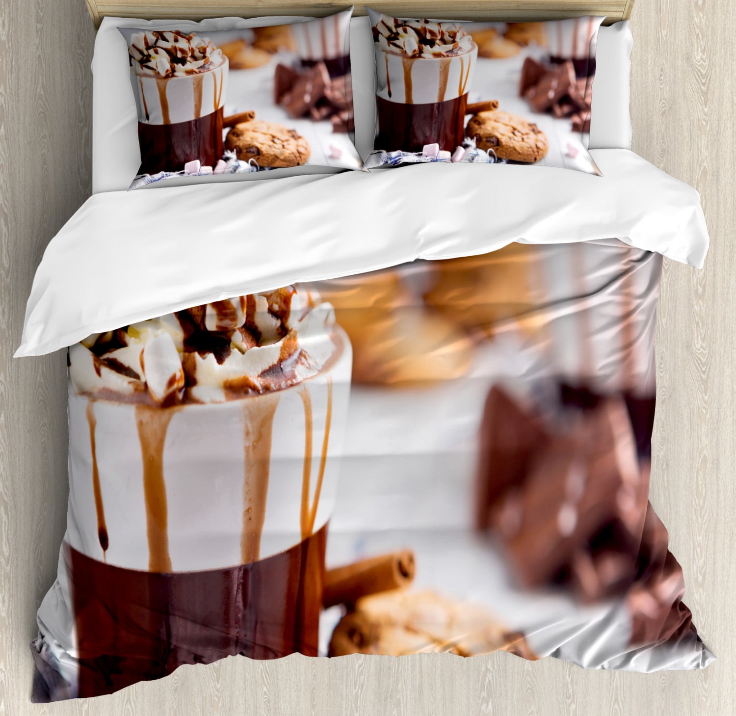 Chocolate Duvet Cover Set Queen Size, Messy Cup with Hot Chocolate ...