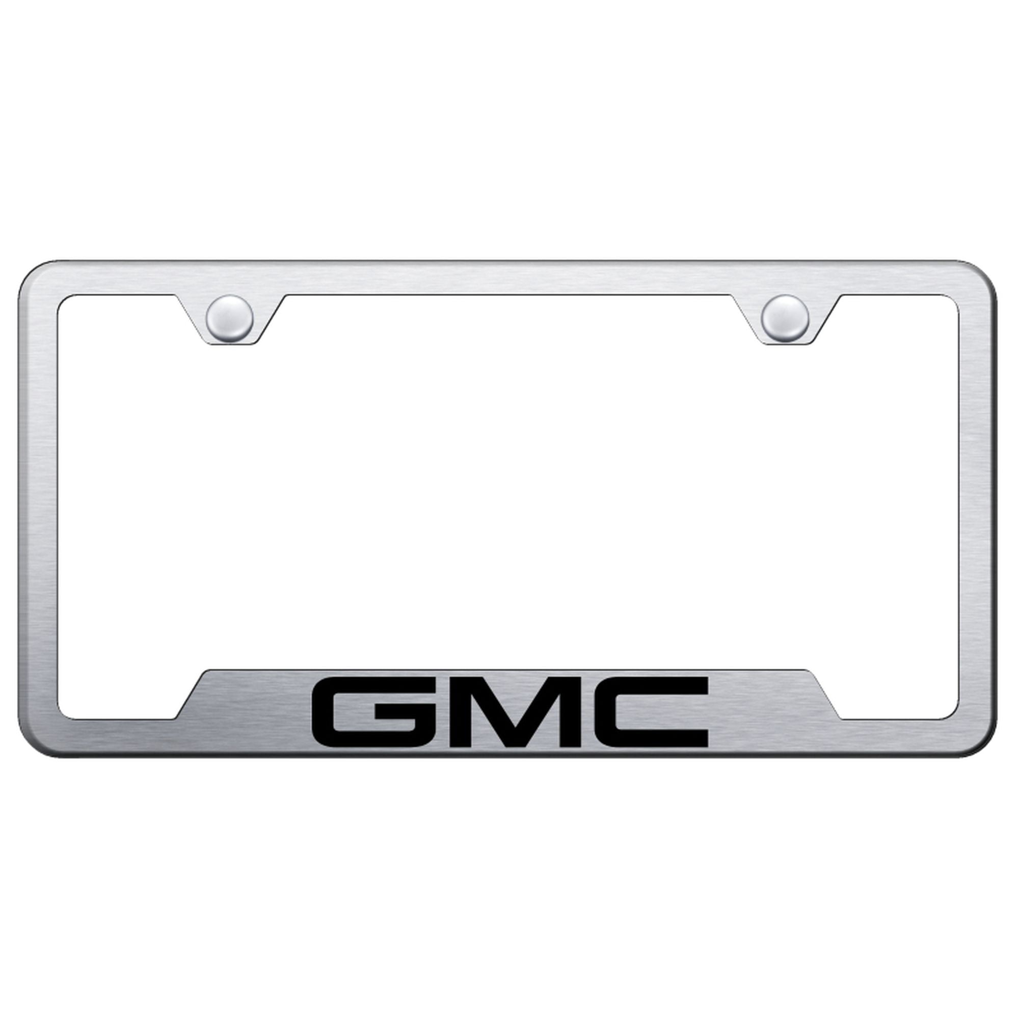 GMC Laser Etched Logo Cut-Out License Plate Frame (Brushed Chrome ...