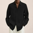 Male Summer Cotton Linen Solid Casual Plus Size Loose Shirt Mens Turn