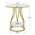 Tribesigns Round Side Table, 2-Tier End Table with Storage, White Gold ...