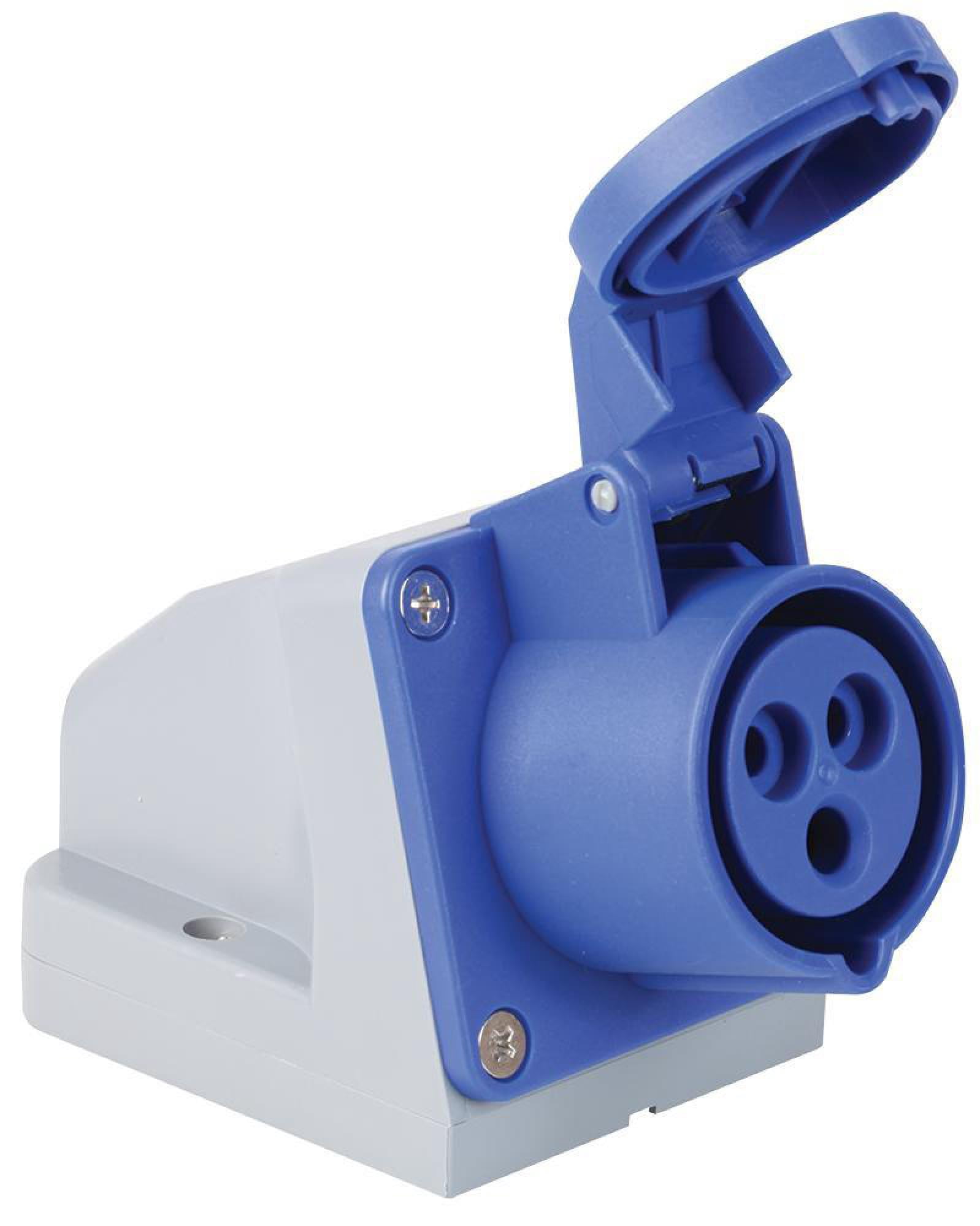 MK - 16A, 250V, Surface Mount CEE Socket, 2P+E, Blue, IP44 - Walmart.com
