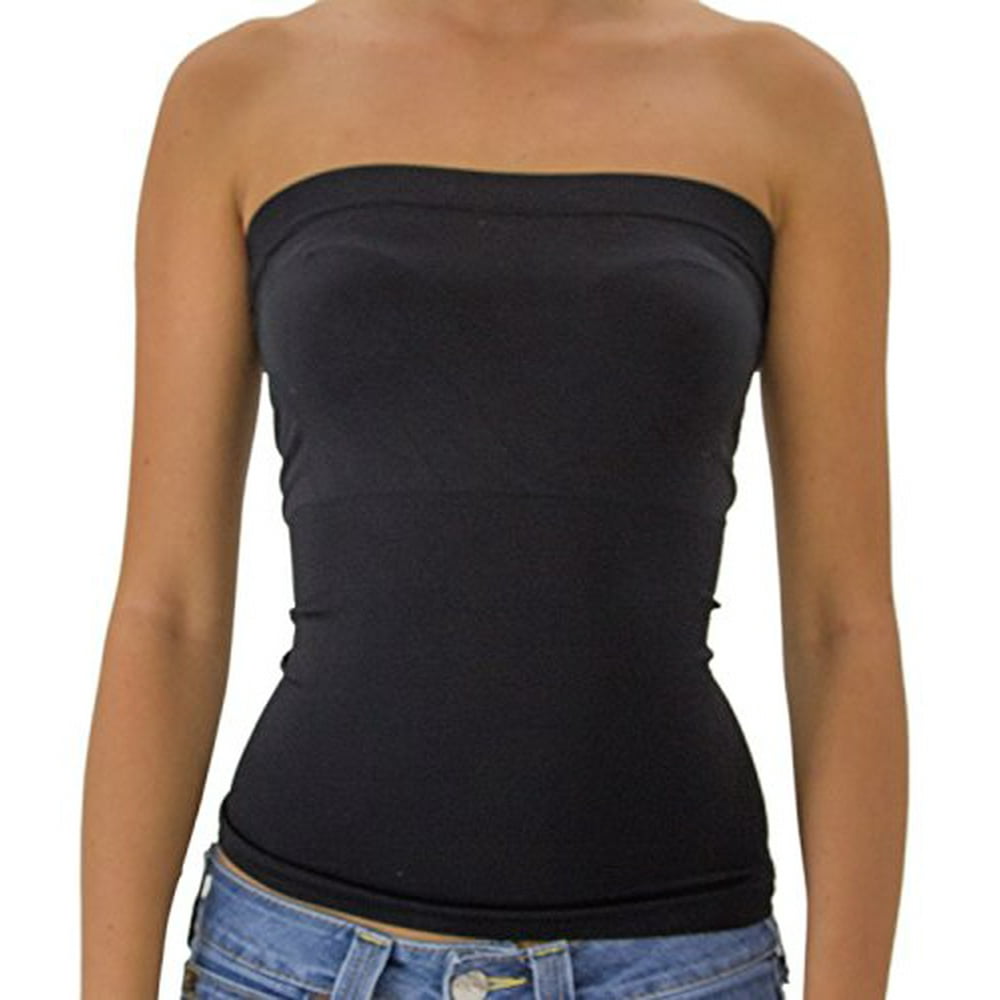TD Collections - TD Women's Plain Stretch Seamless Strapless Mid Tube ...
