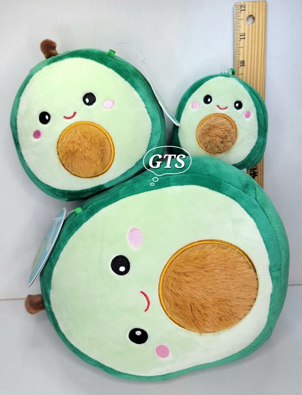 Squishmallow 3.5" Clip 5" and 8" Austin Avocado 3 PC Green Plush Bundle ...
