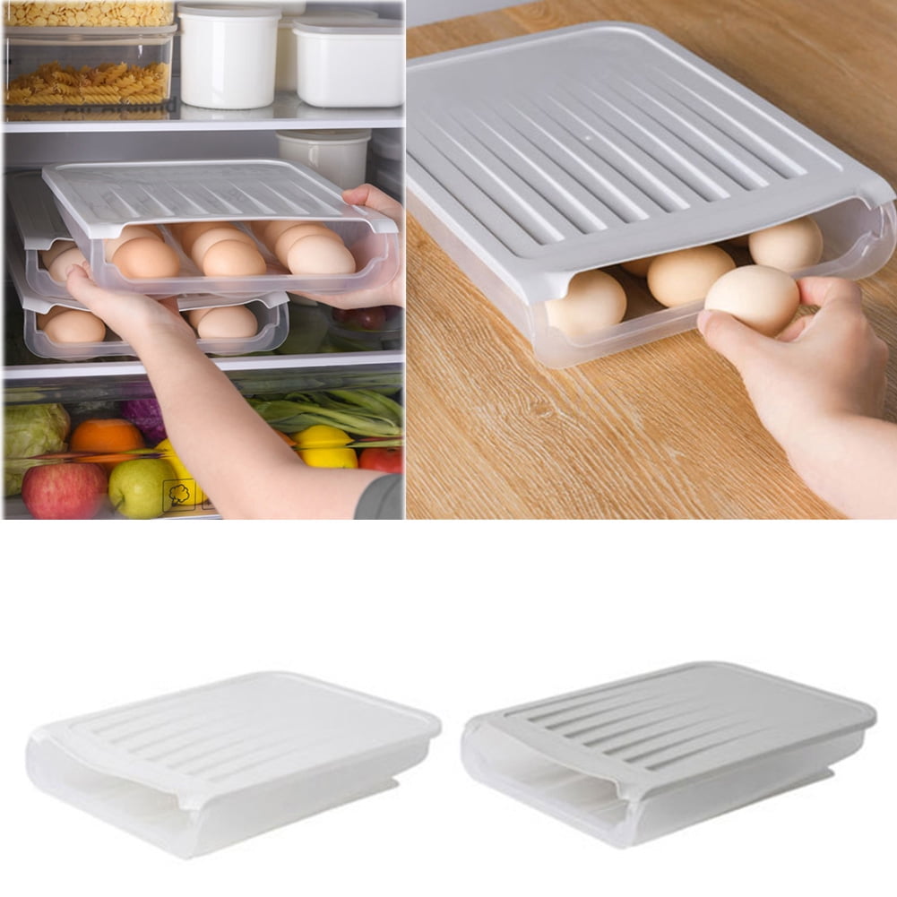Walbest Egg Storage Box 3-row Kitchen Clear Stacked Auto Scrolling Egg ...