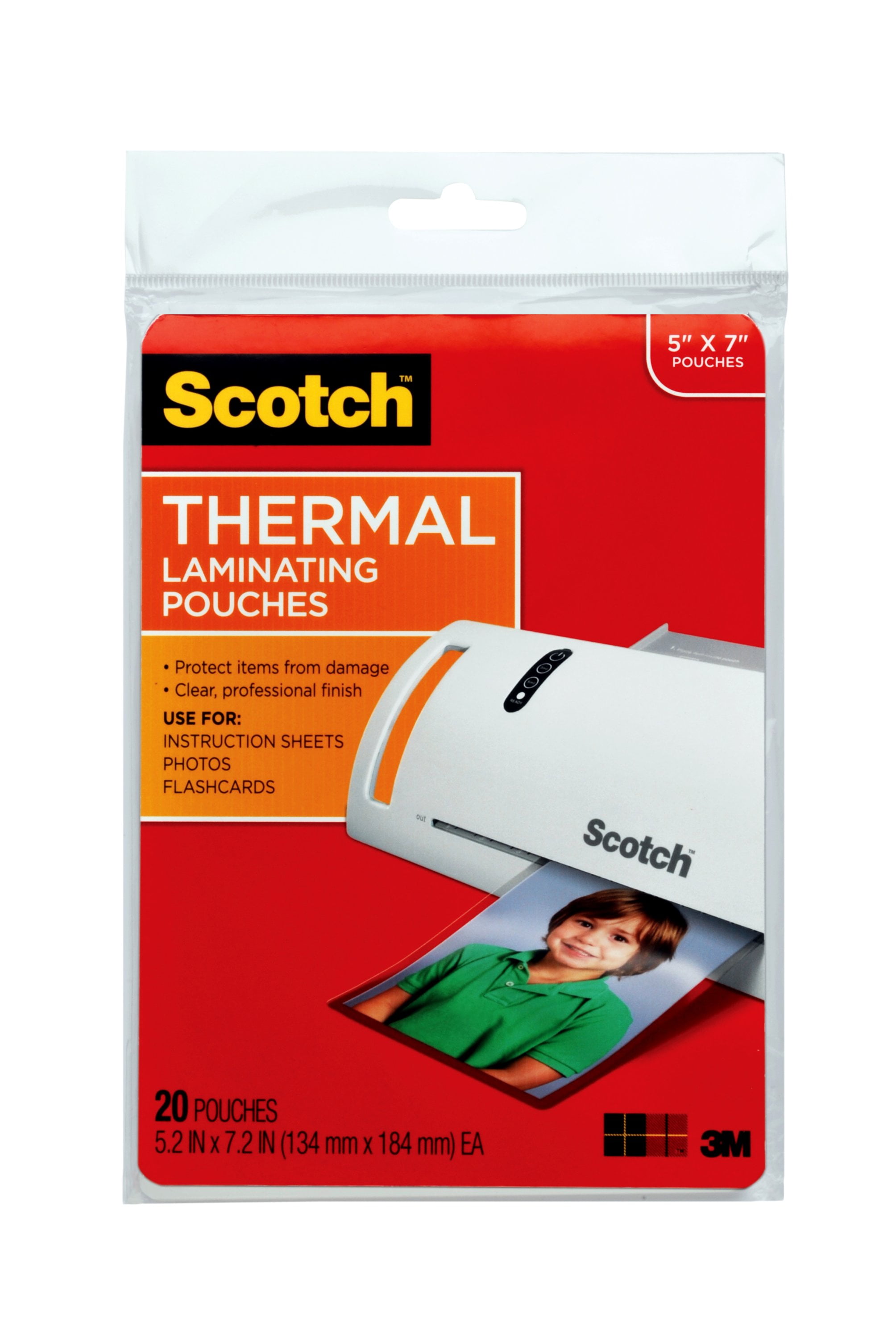 Scotch Thermal Laminating Pouch, 20 Count, 5" x 7", 5 mil - Walmart.com ...