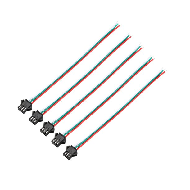 RGB Wire 3 Pin Female Plug Cable for 5050 5630 LED Light Strips 5Pcs ...