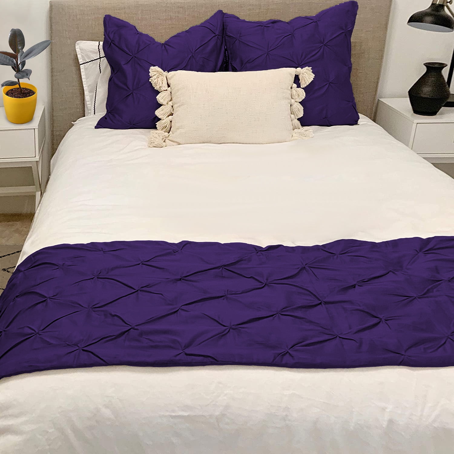 BedDecor 600 Thread Count Pinch Pleated 3 Piece Solid (Purple, King ...