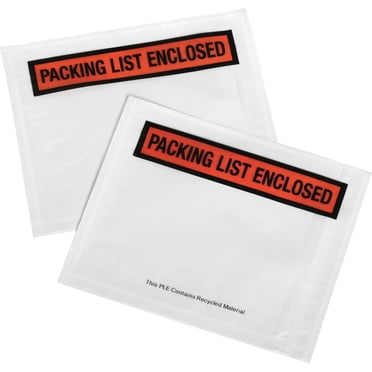 NefLaca 4.5" x 5.5" Clear Adhesive Top Loading Packing List Envelopes ...