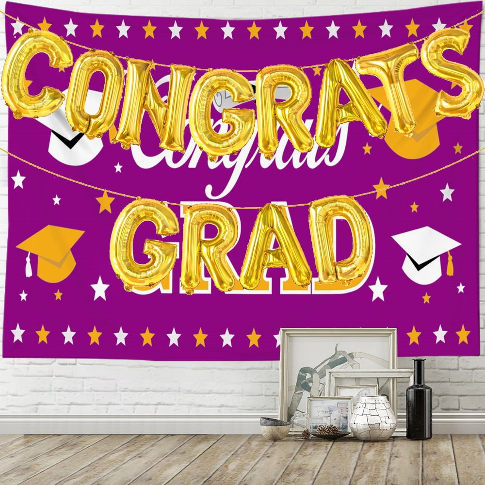 Graduation Backdrop with GRAD Balloons,Graduation Party Background ...