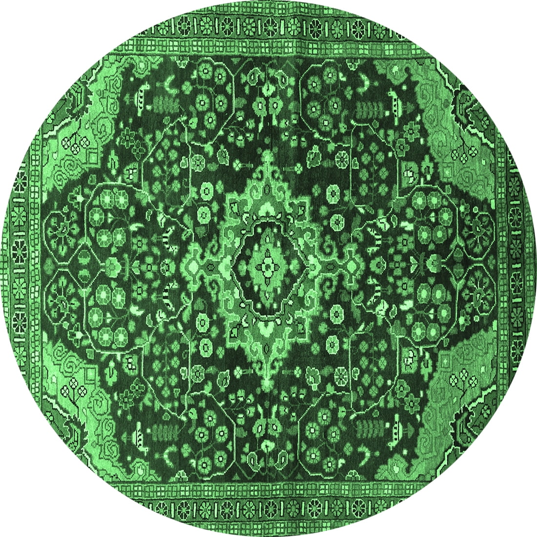 Ahgly Company Indoor Round Persian Emerald Green Traditional Area Rugs ...