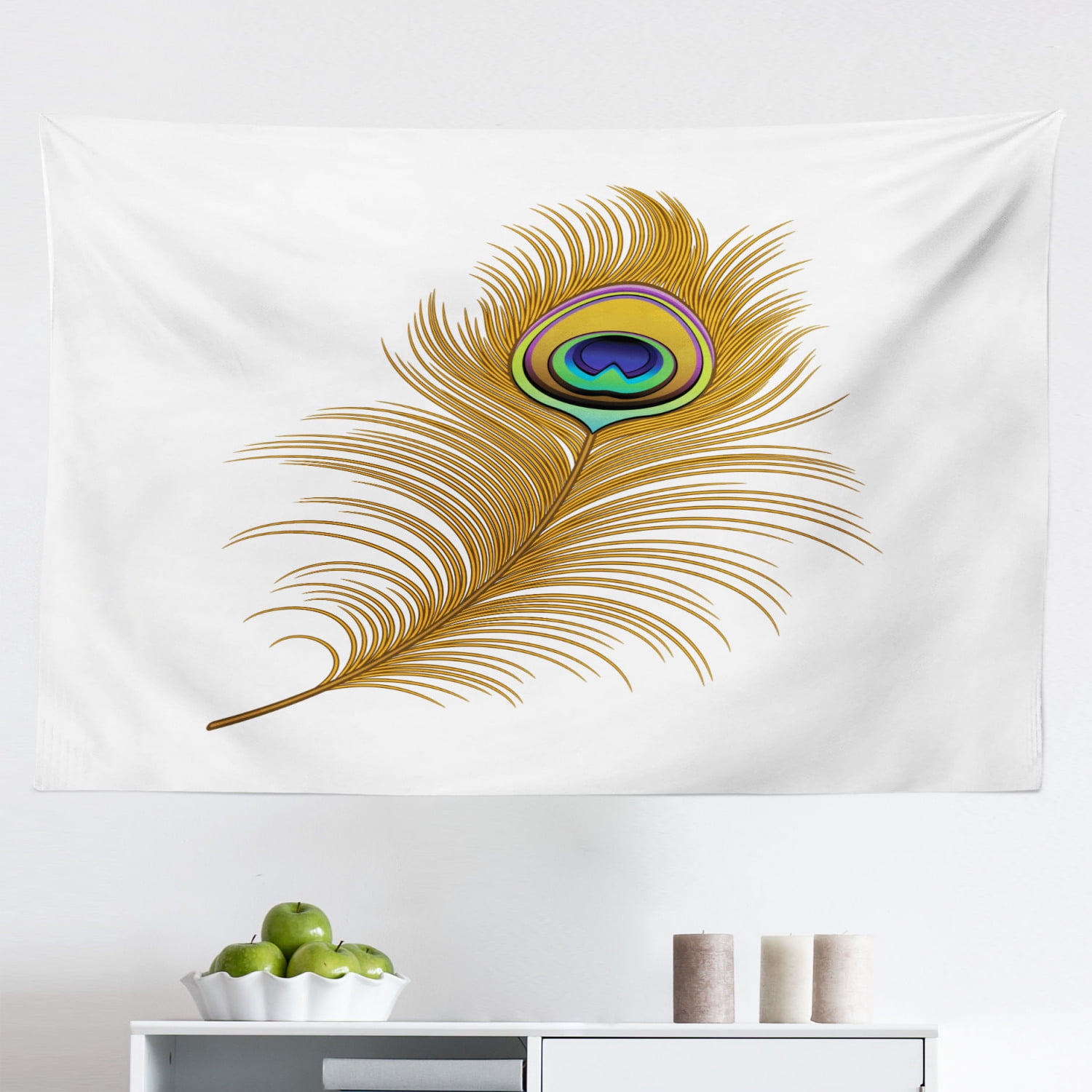 Peacock Tapestry, Retro Style Vintage Art Animal Ornamental Lines ...