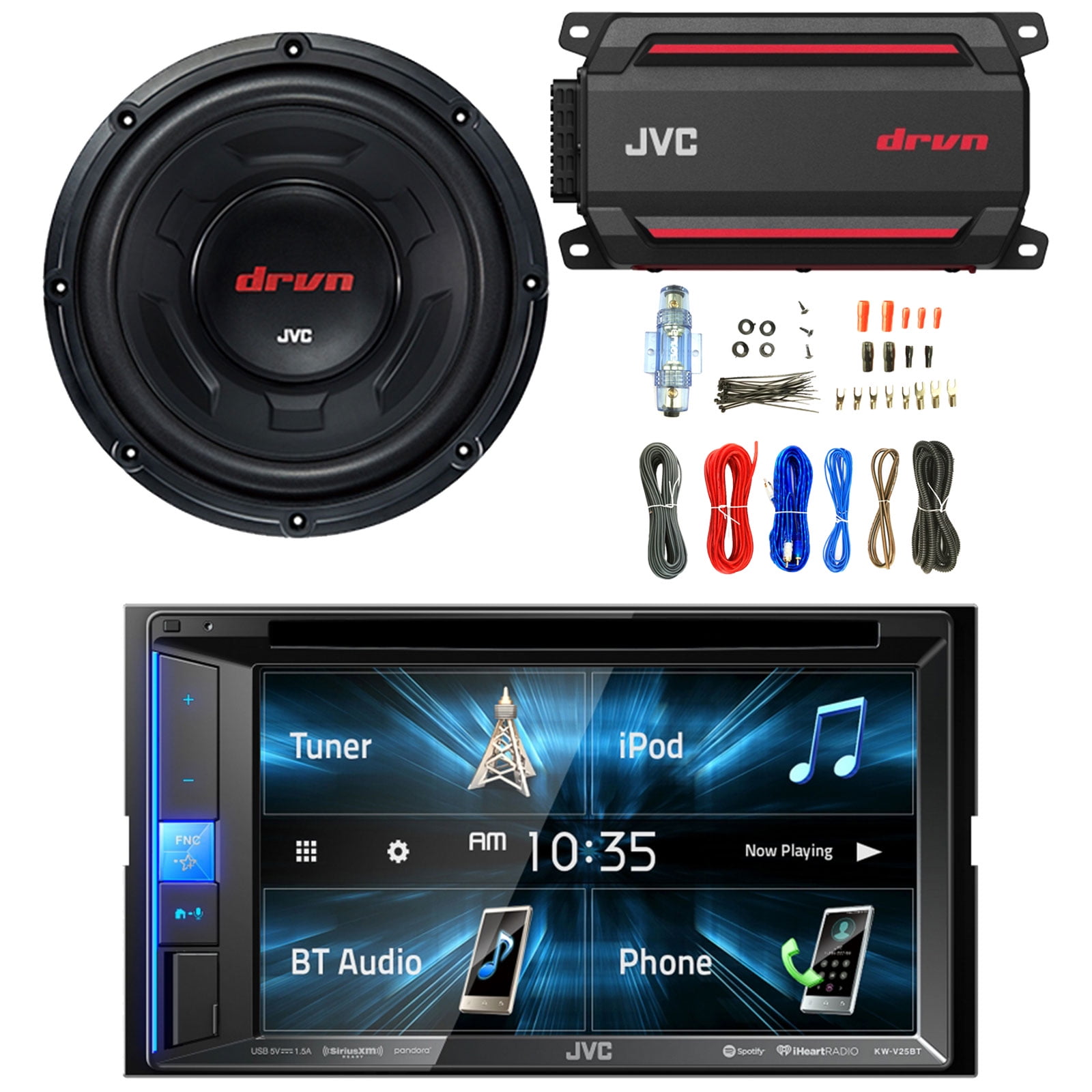 JVC KW-V25BT Double-DIN AM/FM Radio Bluetooth USB CD Player Receiver ...