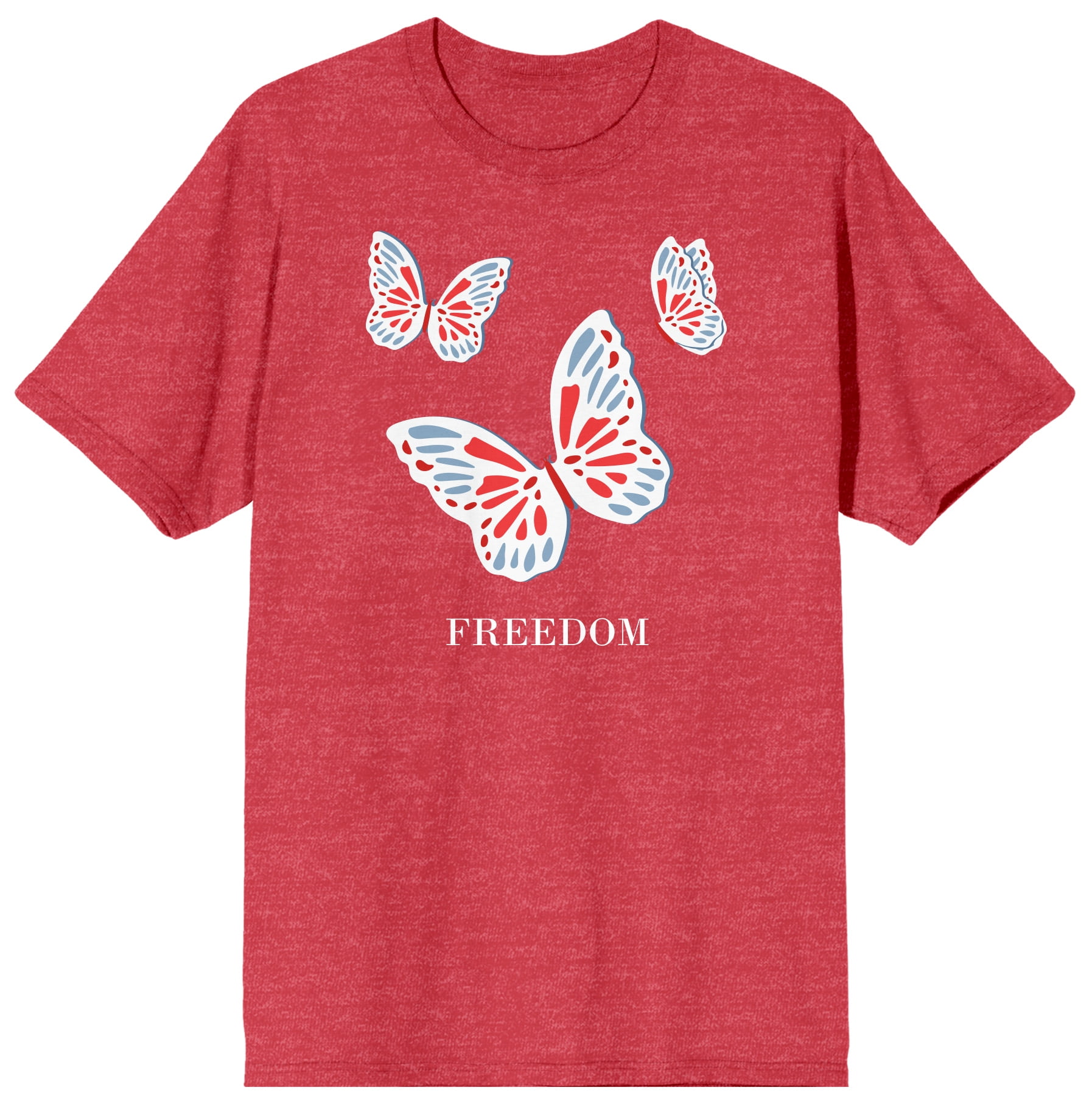 Americana Freedom Butterflies Men’s Red Heather T-Shirt-XXL - Walmart.com
