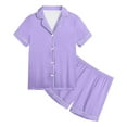 Byoo Tween Girls Silk Sleepwear Set Solid Color Short Sleeves Button ...