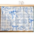Blue Coastal Small Cabinet Curtains 11"W x 13"L, Bow Knot Starfish ...