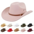 Womens Sun Straw Hat Wide Brim Hemming Faux Leather Belt Decor Hat ...