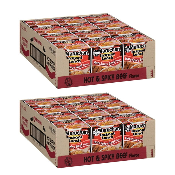 Maruchan Hot and Spicy Beef Instant Ramen Noodles, 2.25 oz cup, 24 pack ...