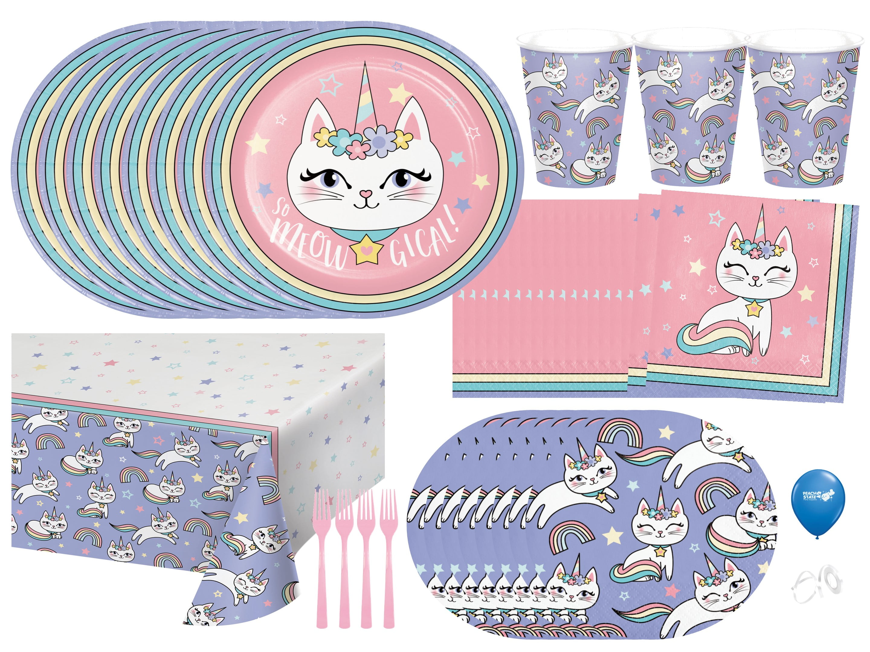 Kitty Cat Sassy Caticorn Birthday Party Supplies | Caticorn Tableware ...