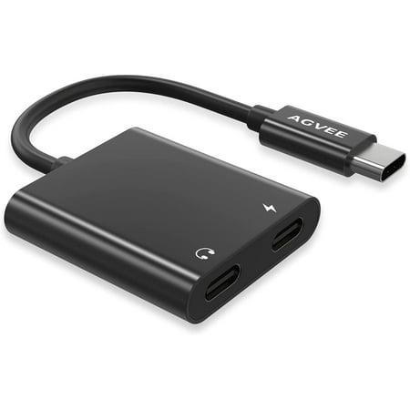 AGVEE Dual USB-C Headphone & Charging Adapter, Duo Type-C Earbud ...