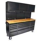 JEGS 81453 72 in. Wheeled Mobile Tool Box, Rolling Tool Cabinet, Black ...