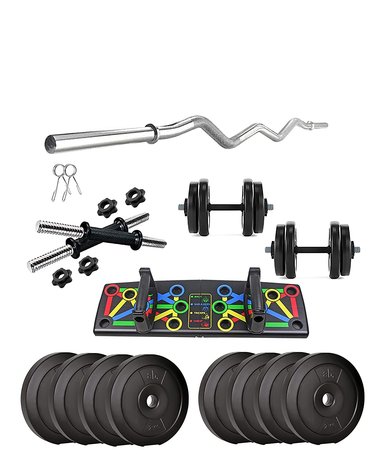 anythingbasic. PVC 16 Kg Home Gym Set with One 3 Ft Curl and One Pair ...