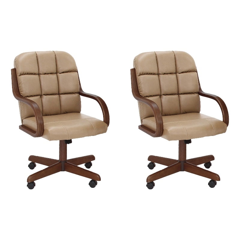 Chromcraft Douglas Swivel Dining Arm Chair In Walnut Wood Finish Set