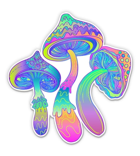 Magic Mushrooms Psychedelic - 3" Vinyl Sticker - For Car Laptop Water ...