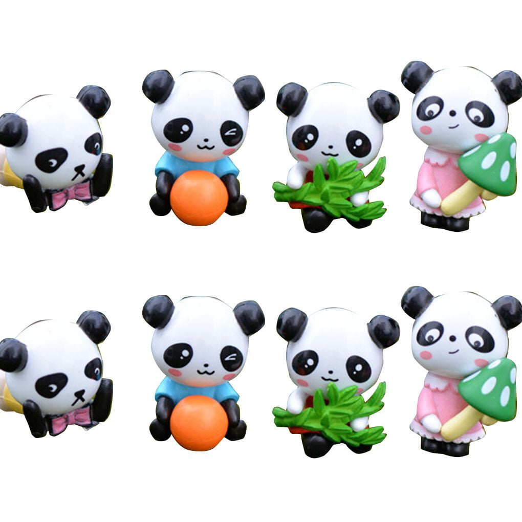 8pcs/set Mini PVC Miniature Panda Figurine Cartoon Character Animal ...