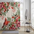 Christmas Red Flower Bird Berry Shower Curtain Set, Waterproof Shower ...